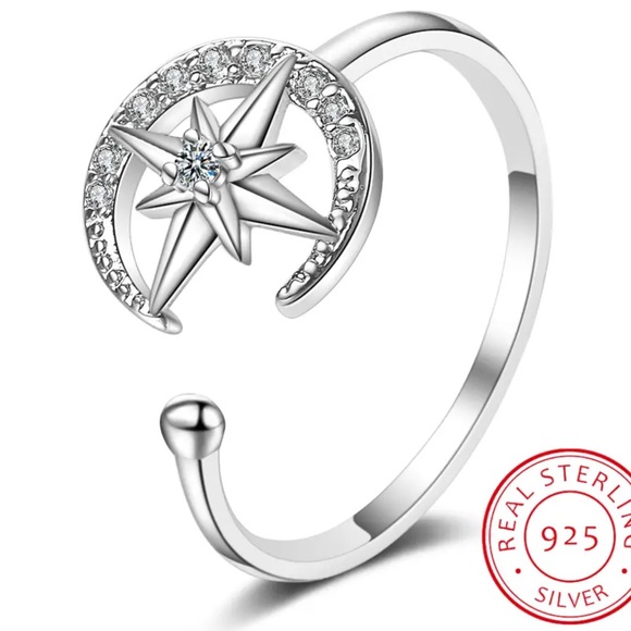 Private Label | Jewelry | S925 Sterling Silver Moon Star Diamond ...